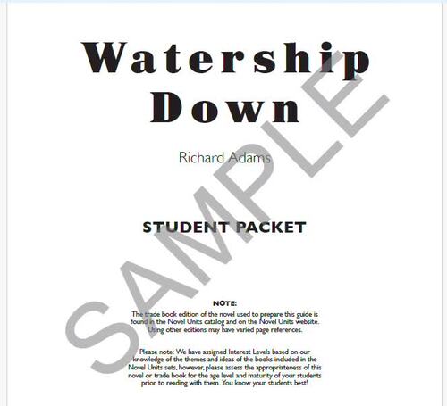 Watership Down Novel Units® Student Packet Novel Study | TPT