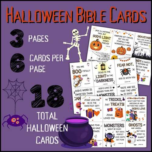 Christian Halloween Bible Verse Cards for Kids | Printable Scripture ...