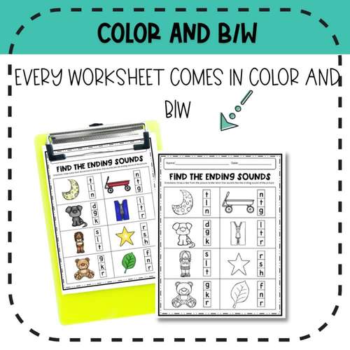Ending Sounds Worksheets | Identifying Final Consonant Sounds | Phonics
