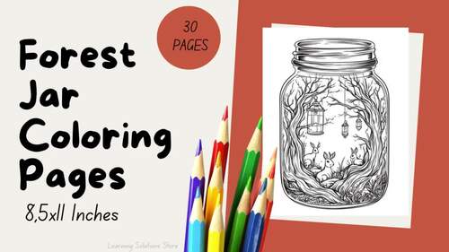 Kawaii Forest Jar Coloring Pages for All Ages | TPT