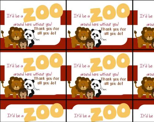 Cute Animal Crackers Teacher/ Staff Appreciation Treat Tag | TPT