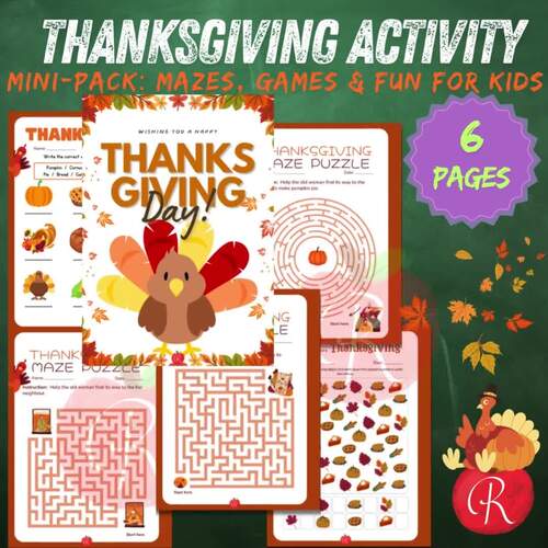 Thanksgiving Activity Pack | Mazes, Games, Worksheets & Fun for Kids ...