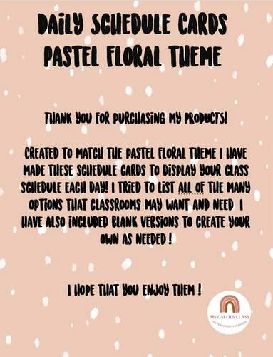 Daily Schedule Cards- Pastel Florals by Ms Callies Class | TPT