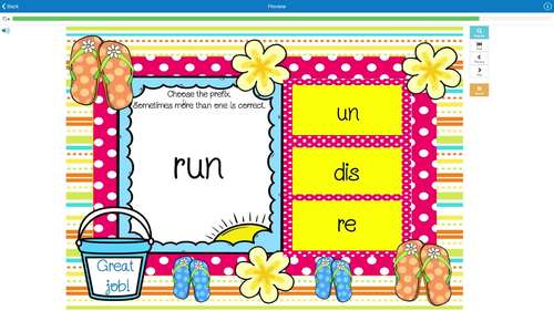 Summer Prefixes UN DIS RE Boom Cards™ Digital Activity by The British Kitty