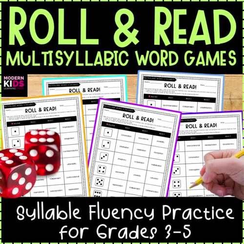 Roll & Read Multisyllabic Word Games | Syllable Fluency Practice for ...