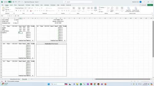 Homeschool Gradebook and Transcripts for use with Excel & Google Sheets