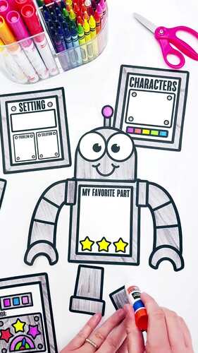 Robot Book Report Craft for Fiction Books Characters Key Events Problem ...