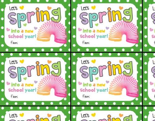 Slinky (Spring) Fidget Toy Beginning of Year Gift Tag- Let's spring ...