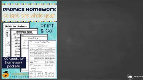 Phonics Homework & Activities Bundle | Phonics for the ENTIRE Year