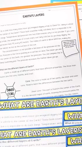 Layers of the Earth Activity Earth Layer Science Lesson Reading Worksheets