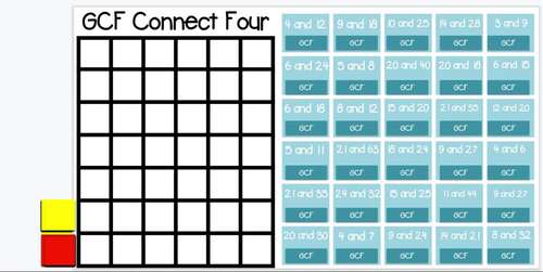 GCF and Simplifying Fractions Connect Four Game for Google Classroom