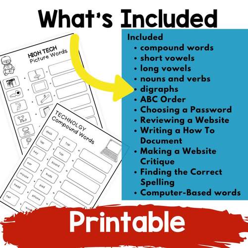 Computer & Technology Vocabulary Worksheets for Autism and Special ...