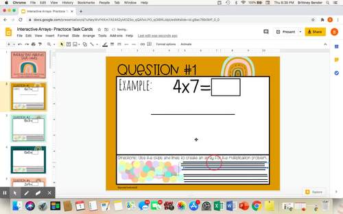 Array Task Cards for Google Slides by Grade 3 with Miss B | TPT