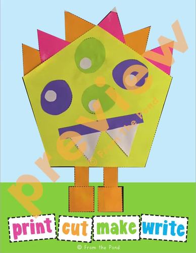 Monster 2D Shape Craft | Halloween Geometry Math Activity by From the Pond