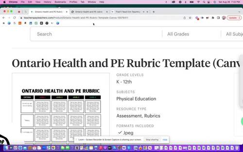 Ontario Health and PE Rubric Template (Canva) by That'll Teach Em
