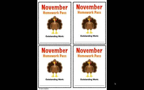 Back to School Resource: Printable Monthly Homework Passes by Cait's ...