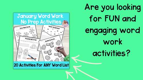 January | New Year Word Work Activities For ANY Word List | Literacy ...