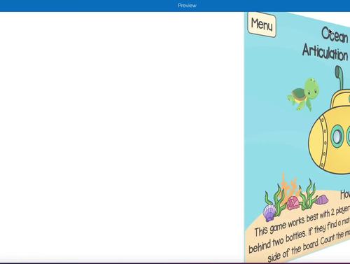 Ocean Submarine Articulation Memory Matching Game Boom Cards™ Speech ...