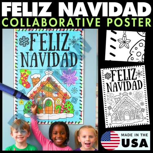 Feliz Navidad Spanish Christmas Collaborative Poster Activity Bulletin ...