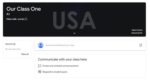 Animated Google Classroom Header Banner, USA Text with American Waving ...
