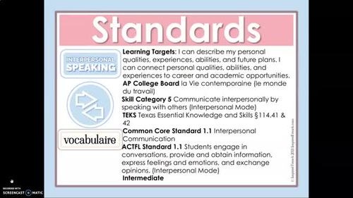 French Personality Good Quality Interpersonal Speaking Performance Task ...