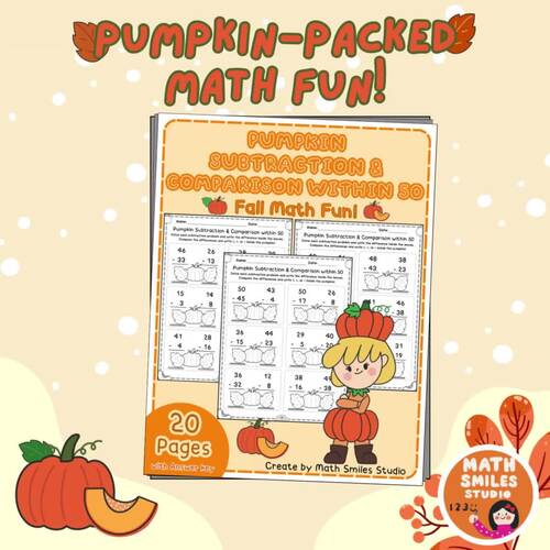 Pumpkin Subtraction & Comparison within 50 | Fall Math Fun | 1st-2nd Grade