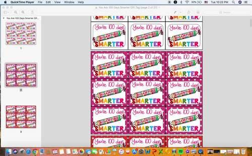 Printable You're 100 Days Smarter Smarties Gift Tag | TPT