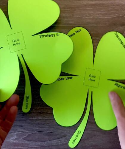 2 & 3 Digit Addition & Subtraction Strategies Craft- Shamrock Clover ...