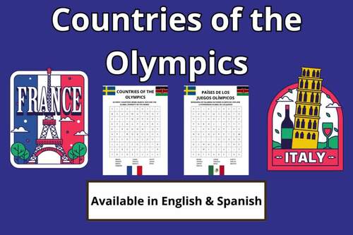 Olympic Countries Word Search-Available in (English & Spanish). For K ...