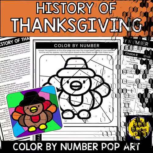 History of Thanksgiving Reading Comprehension Color by Number Activity