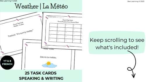 French Weather Task Cards — La Météo & Beginner Weather Vocabulary