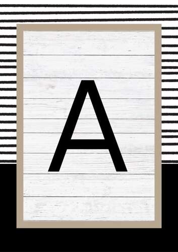 Black & White Farmhouse prints A-Z Alphabet Posters by The Preppy Para