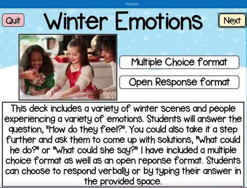 Winter Emotions Boom Cards™ Feelings Speech Therapy Pragmatics Social ...