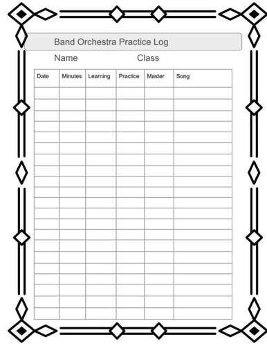 Band & Orchestra Practice Log by Nana's Paper Trail | TPT