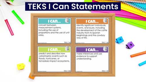 7th Grade TEKS I Can Statements Core Subjects Bundle Digital + Editable ...