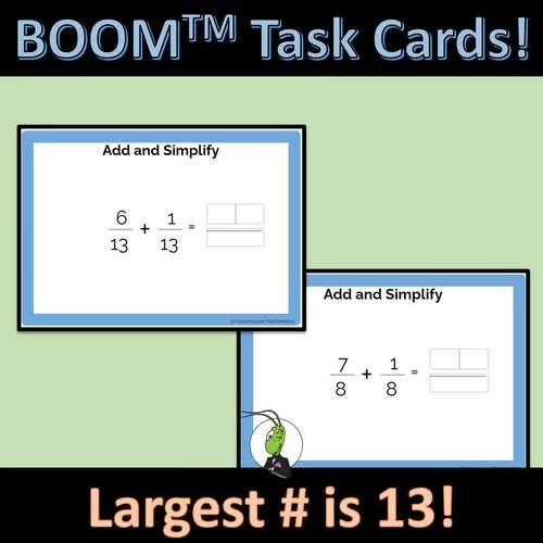 Adding Fractions with Like Denominators | Boom Digital Task Cards | Set 0.5