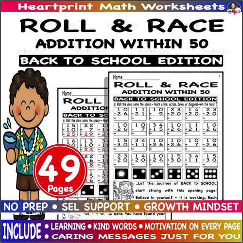 Roll and Race Math Dice Games | Addition Within 50 Fact Fluency - BTS ...