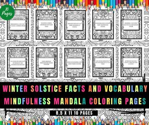 Winter Solstice Facts and Vocabulary, Bulletin Board and Printable Coloring