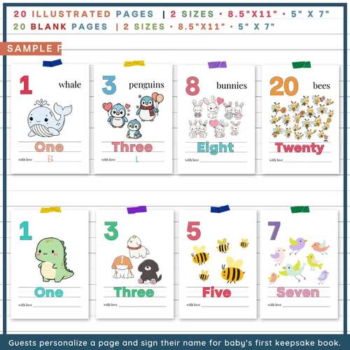 Baby's First 123 Book (1–20) | Printable Baby Shower Activity | Number ...