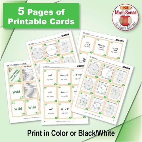 Area of a Circle: Math Sense Games & Activities 7G22-B | Geometry ...