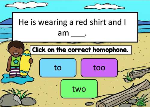 Homophones To Too Two Grammar Boom Cards by 3rd Grade Engaged | TPT