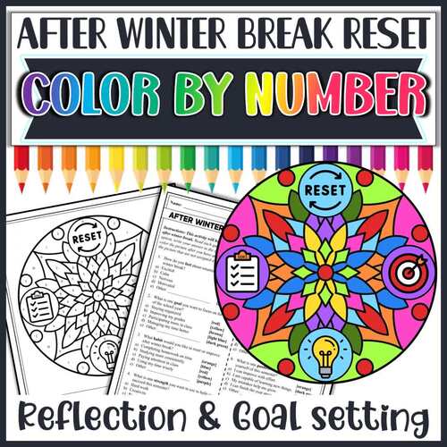 After Winter Break Reset Color by Number | Reflection and Goal Setting ...