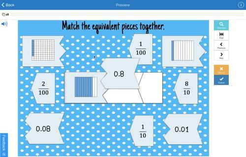 4th Grade Equivalent Fractions and Decimals | Puzzle Game | BOOM Cards ...