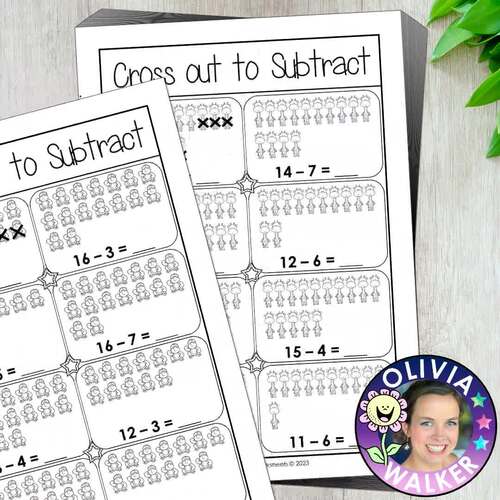 Picture Subtraction to Twenty Worksheets for Grade One, Cross out to ...