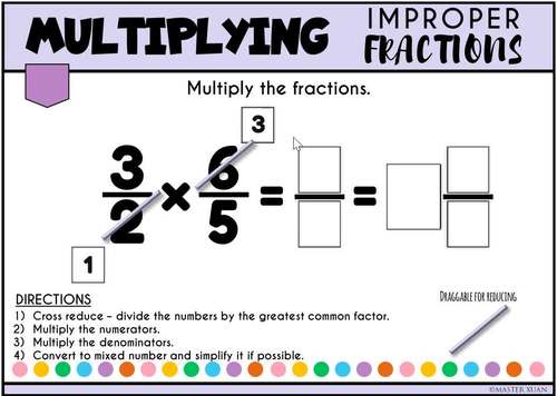 Improper Fractions Multiplication, Boom™ Cards by Master Xuan | TPT