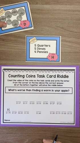 Adding Money & Counting Coins with Regrouping Scoot Task Card Activity ...