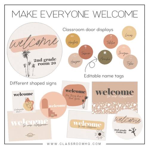 Modern Neutral Boho Theme Classroom Decor Class Door + Banner Pack ...