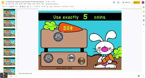 Money Problems: Exact Number of Coins (US Currency): Google Slides™