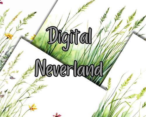 Watercolor Grass Digital Paper Pack , Nature Inspired Digital Background