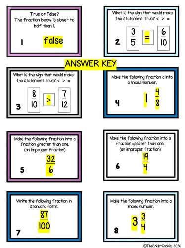 Fractions and Decimals Review Game- Equivalent & Comparing Fractions ...